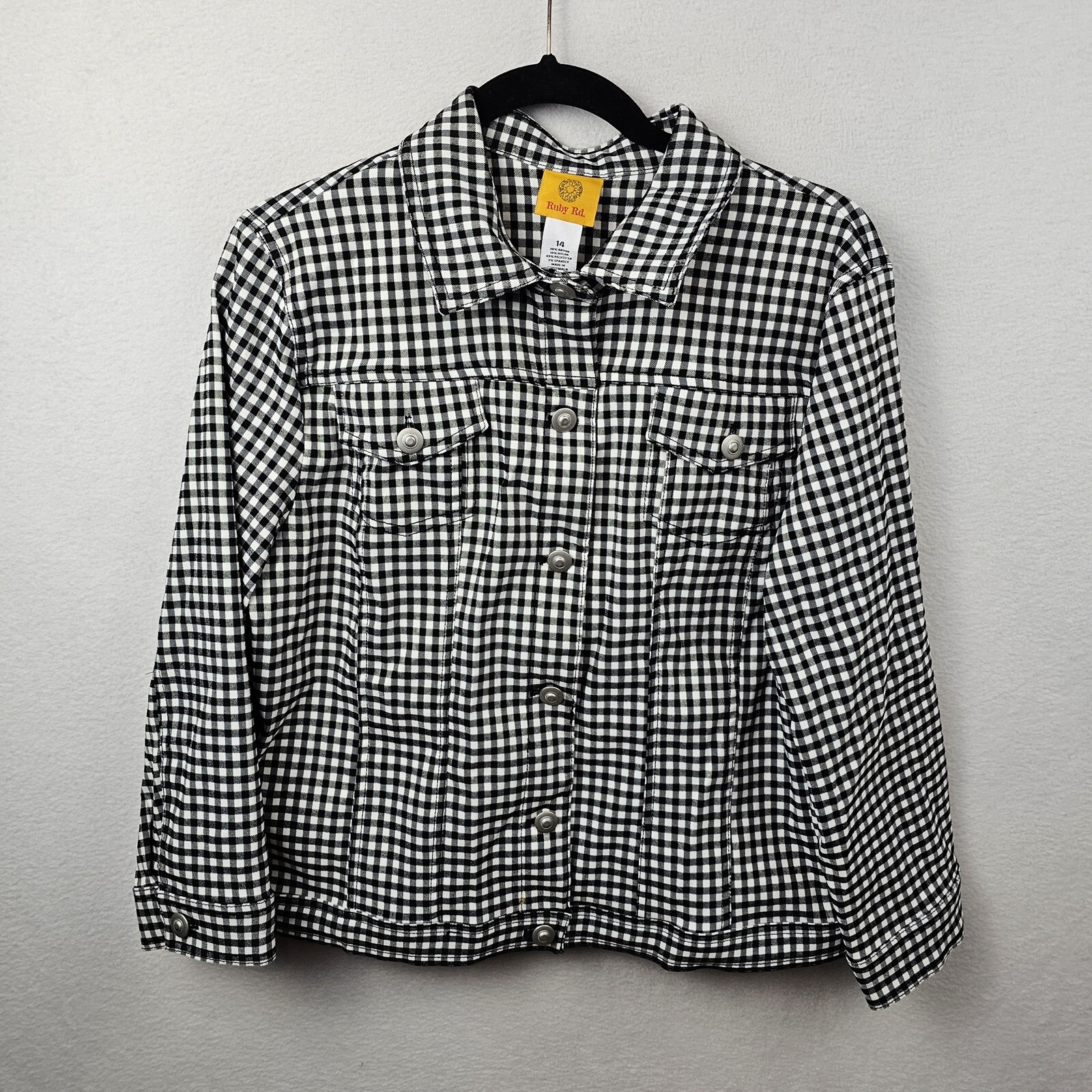 Ruby Red Shirt Woman’s Size 14 Black White Checked Long Sleeve Button ...