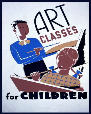 POSTER ART CLASSES FOR CHILDREN PAINTING TRAINING VINTAGE REPRO FREE S ...