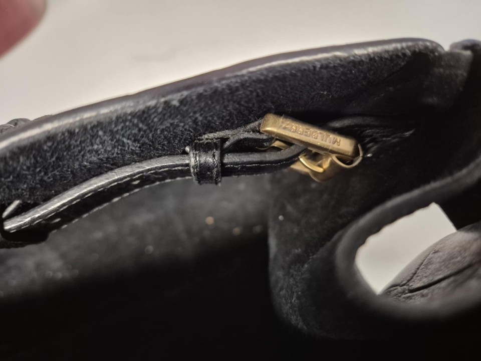 Authentic Mulberry Bayswater Black Croc Embossed Leather Handbag Brass ...