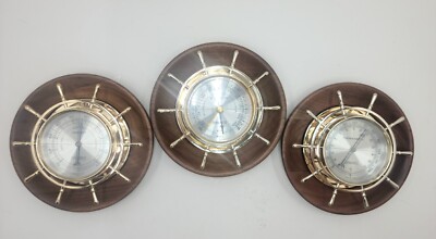 Springfield 3 Pc Barometer Temperature Humidity Hanging Walnut Weather ...