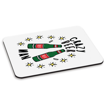 Crazy Beer Man Stars PC Computer Mouse Mat Pad Funny Joke Drunk Dad ...