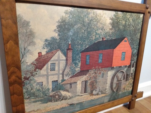 Vintage Red Watermill By E. Thomas Art Oil Painting Print No. 406 ...