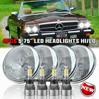 Fit Mercedes-Benz 380SL 450SL 560SL 4PCS 5.75" Round LED Headlights Hi ...