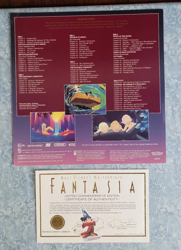 LaserDisc Box Set Disney’s FANTASIA Deluxe CAV Mickey Mouse 50th ...
