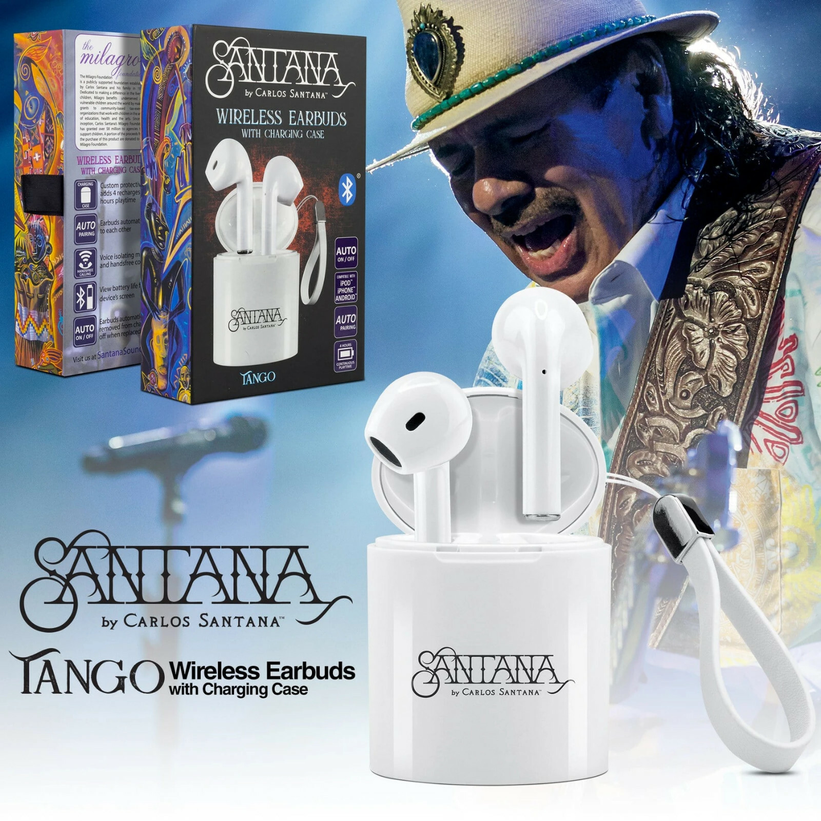 Santana Tango Wireless Earbuds with Charging Case (BPE1000) *NEW* *FREE ...