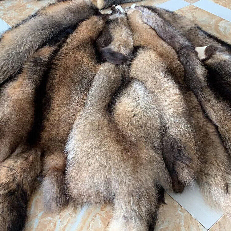 Heavy Fluffy Fur Hides Real Raccoon Pelts Leather for DIY Craft ...