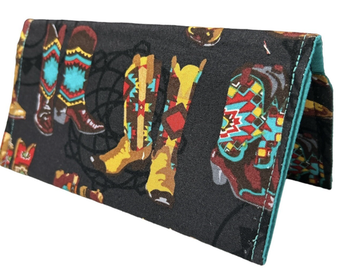 Checkbook cover COWBOY BOOTS Equestrian Western note keeper HANDMADE | eBay