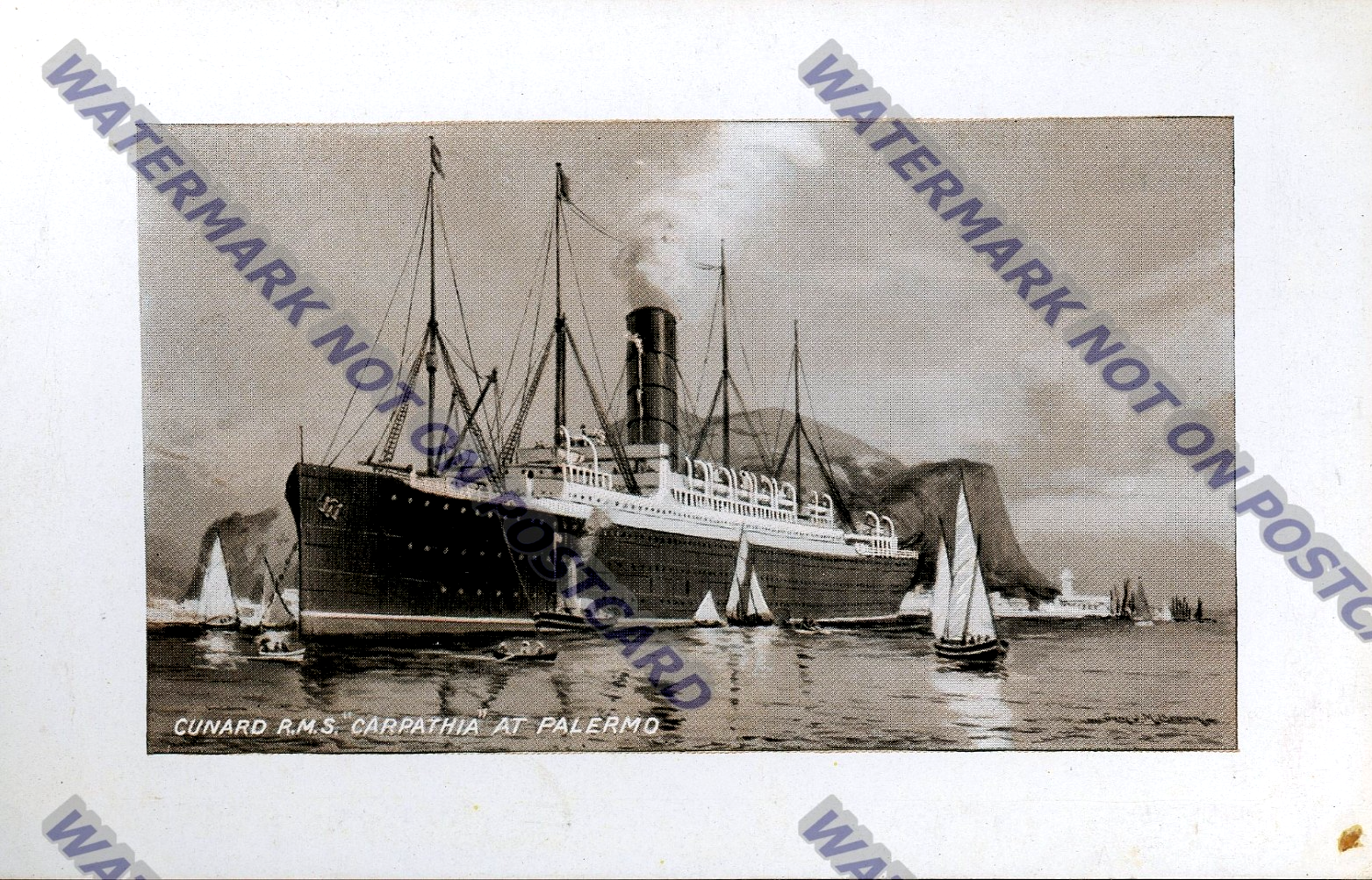Old Postcard.Cunard Ship Named "RMS Carpathia"..At Palermo...#F1 | eBay UK
