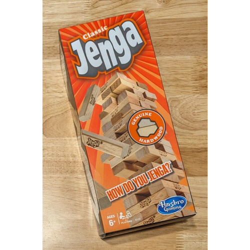 Hasbro Jenga Classic Game Genuine Hardwood Block Stacking Family Fun ...