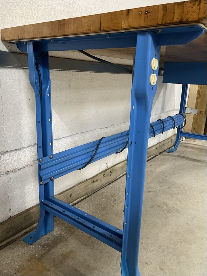 Vintage EQUIPTO Workbench Butcher Block Table Top Industrial BLUE 72x30 ...
