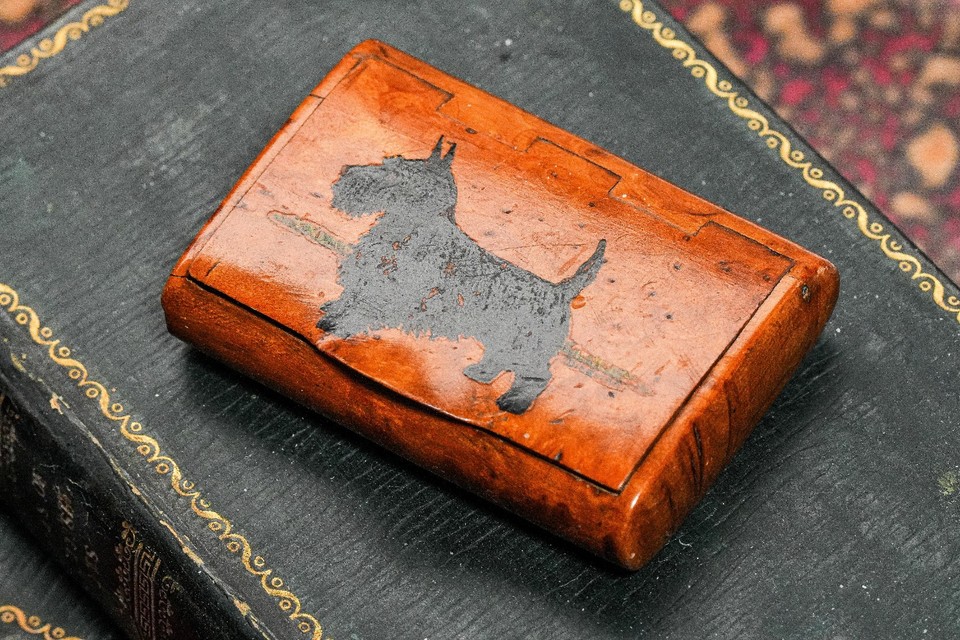 Fantastic Antique Handmade Burlwood Snuff Box Hand Painted Scottish ...