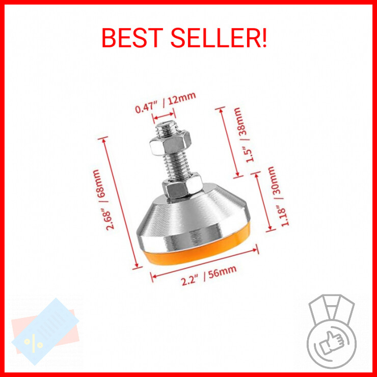 4Pcs M12 Adjustable Leg Leveler Feet, 2.2" Dia. Base Heavy Duty Non ...