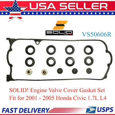 SOLID! Valve Cover Gasket Set Fits for 2001-2005 Honda Civic 1.7L L4 ...