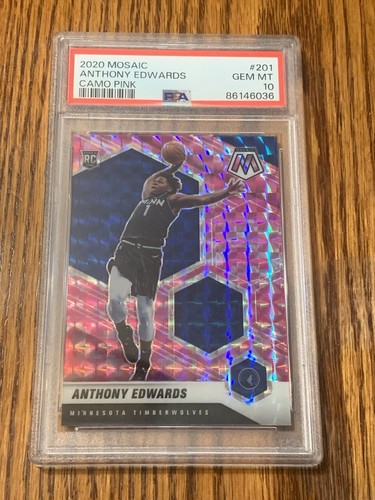 Anthony Edwards 2020 Panini Mosaic #201 Camo Pink PSA 10 Rookie Card RC ...