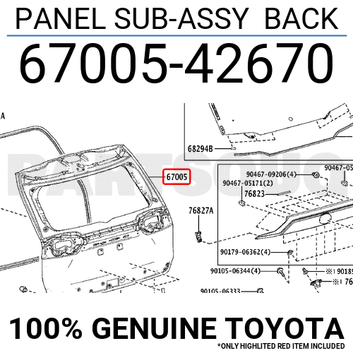 6700542670 Genuine Toyota PANEL SUB-ASSY BACK 67005-42670 | eBay