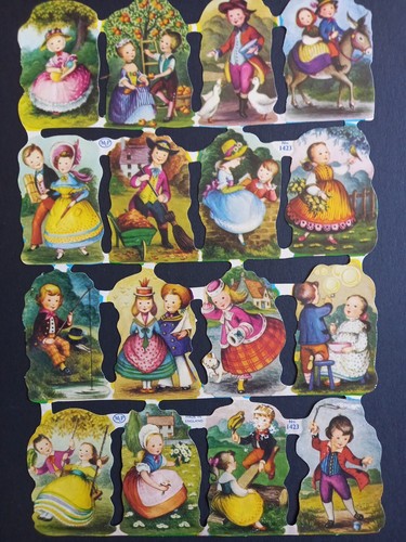 Vintage Scrap Sheet Repro 80's Antique Style Images Of Children 24cm X ...