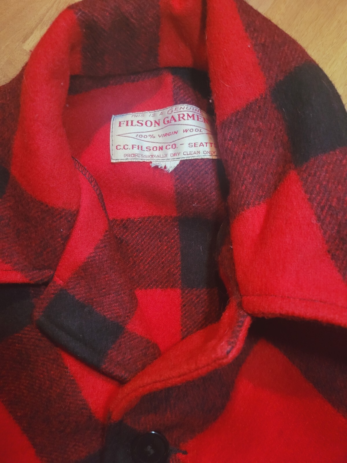 Filson Buffalo Plaid Double Mackinaw 100% Wool Packer Jacket Coat S ...