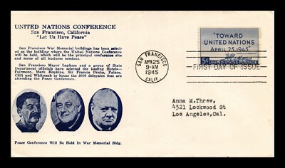 DR JIM STAMPS US COVER UNITED NATIONS CONFERENCE SAN FRANCISCO FDC ...
