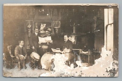Men Singing Songs “Wrap Me In A Bundle” RPPC Interior Photo—Pennants ...