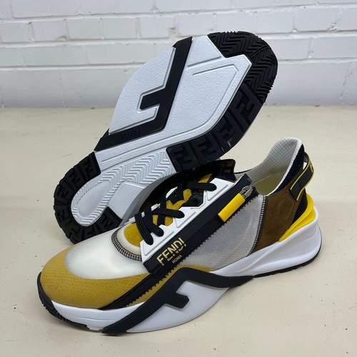 FENDI Flow Low Top Sneakers Men's Size US 11 White Yellow Black ...