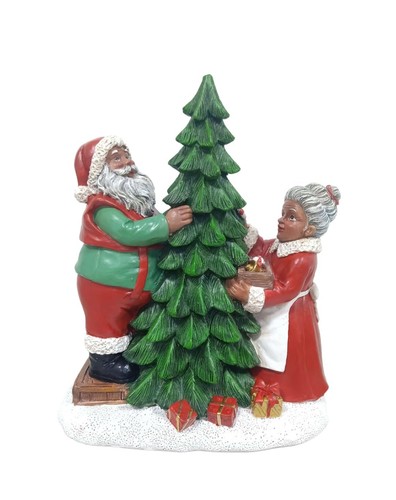 Oh Christmas Tree Black Santa and Mrs. Claus Holiday Christmas Figurine ...