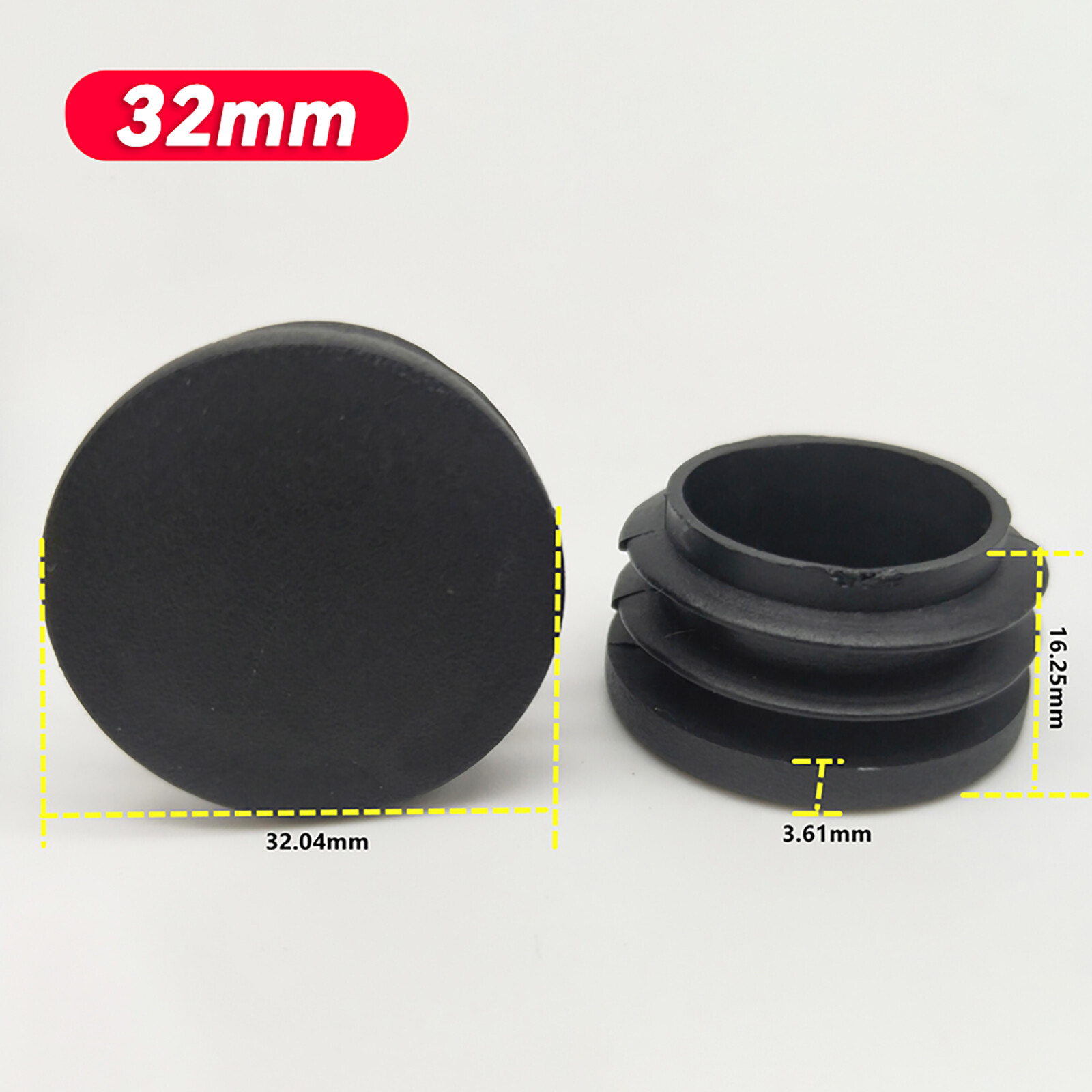 Ø 10-114 mm Round Tube Hole Plug Plastic End Caps Tubing Glide Tips ...