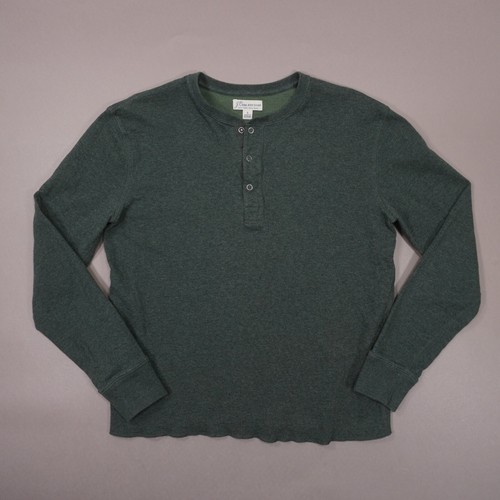 J Crew Double Knit Snap Neck Long Sleeve Henley Mens Small Green Cotton ...