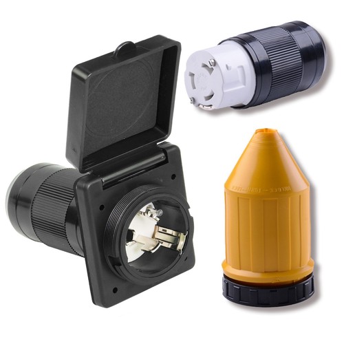 New 50 Amp Power Inlet - Female Twist locking Connector - Weatherproof ...