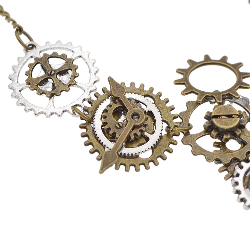 Steampunk Gothic Gear Clock Pendant Chain Necklace Retro Style Jewelry ...