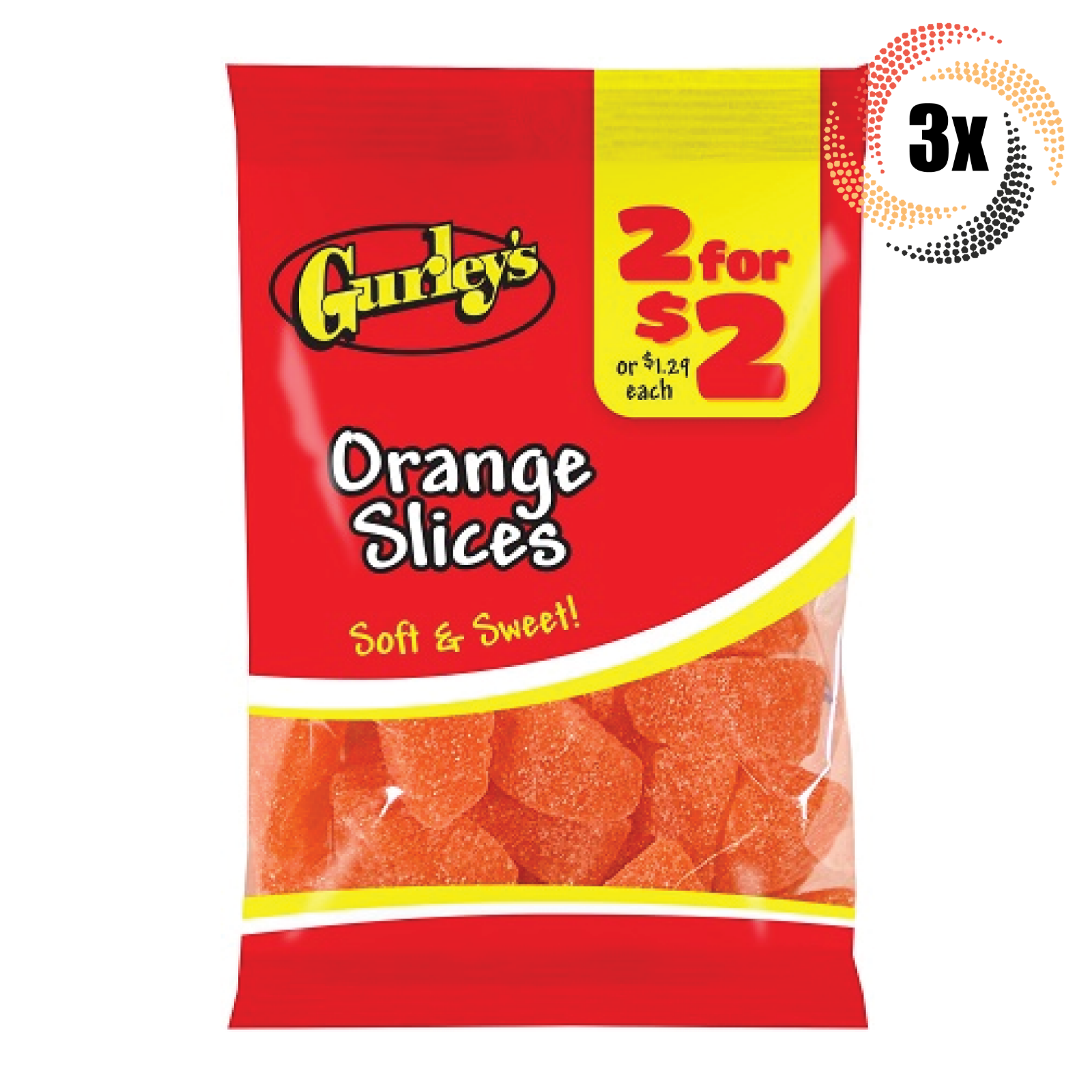 3x Bags Gurley's Orange Flavor Slices Soft & Sweet Candy | 4oz | Fast ...