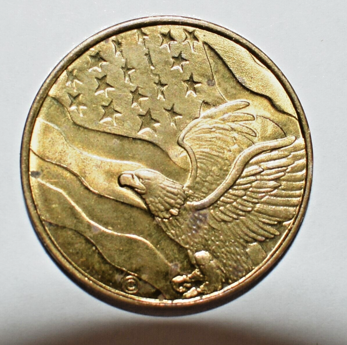 Vintage American Flag American Bald Eagle Good Luck Brass Token Rainbow ...