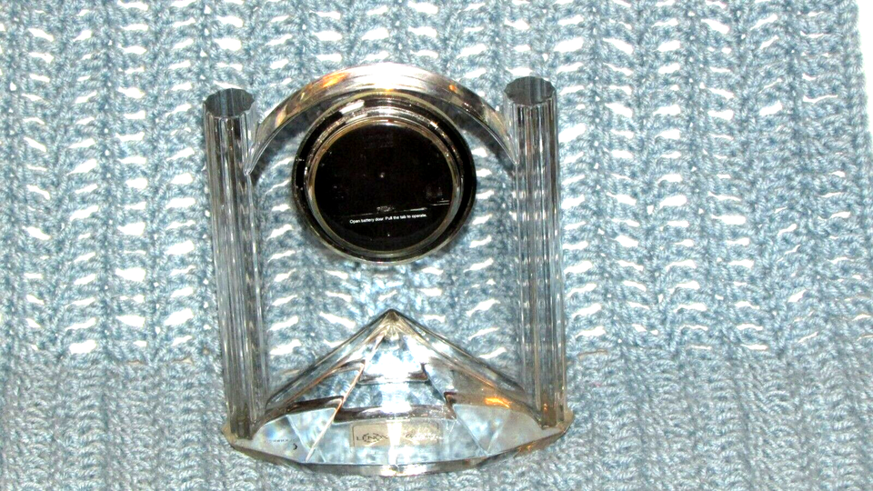 LENOX QUARTZ table CLOCK crystal glass pyramid & column design vintage ...