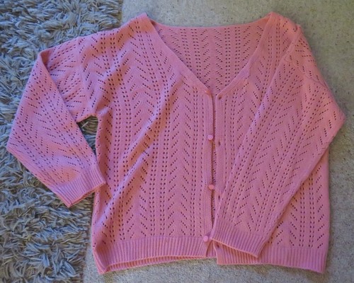 DUSKY PINK LACY CARDIGAN APPROX Size M | eBay UK