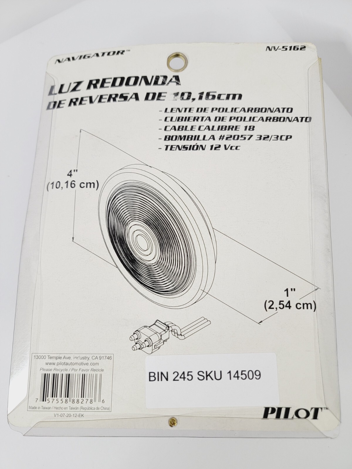 Pilot Navigator NV-5162 4" Round Reverse Tail Light 12V 18 Gauge Wire ...