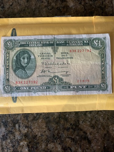 Ireland 1975 One Pound Banknote Old Irish £1 Note Lady Lavery | eBay