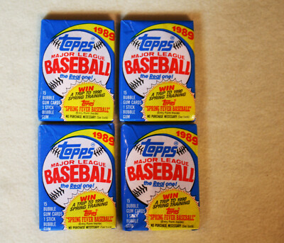 4 UNOPENED unsearched pack TOPPS BASEBALL 1989 CARD Johnson Smoltz ...