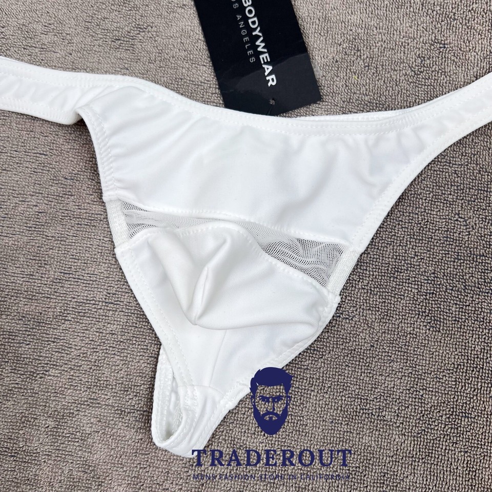 N2N Bodywear Men White sheer slasher swim Thong swimwear underwear size ...