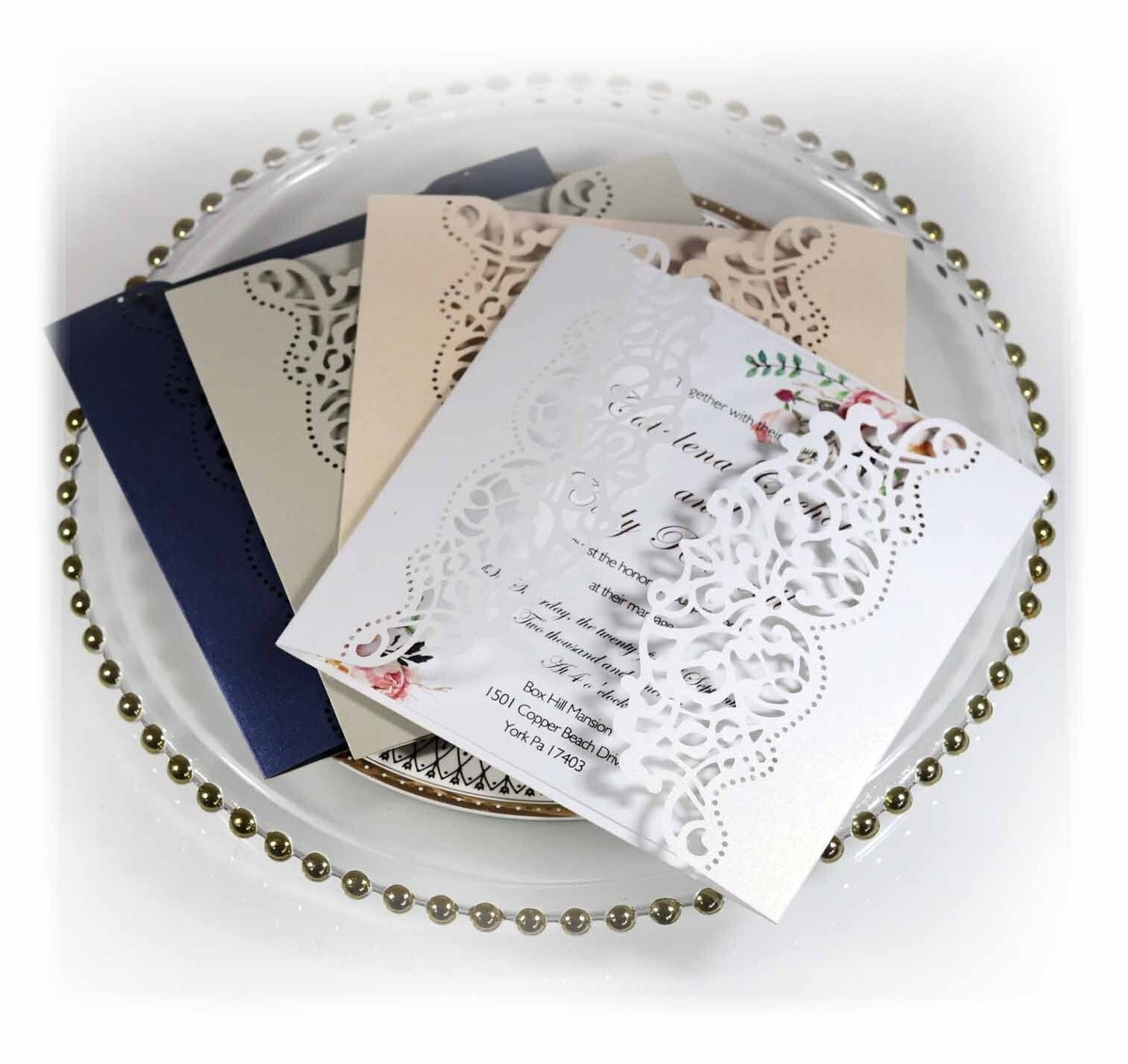 Laser Cut Lace Invitations NEW Design Gold Laser Cut Wedding Card