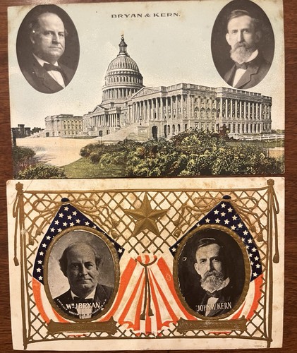 Two Vintage Postcards - Wm J Bryan & John W Kern For Pres & VP Of USA ...
