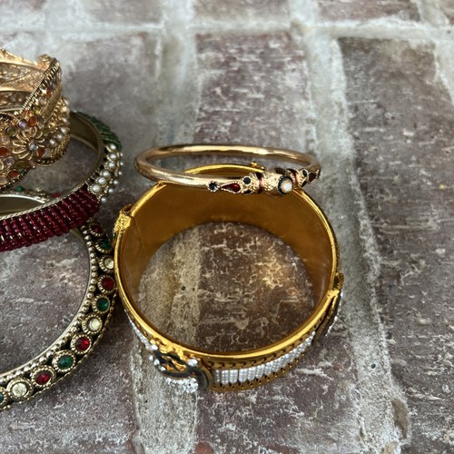 India Costume Jewelry Gold Thread Embellished Bangles | eBay