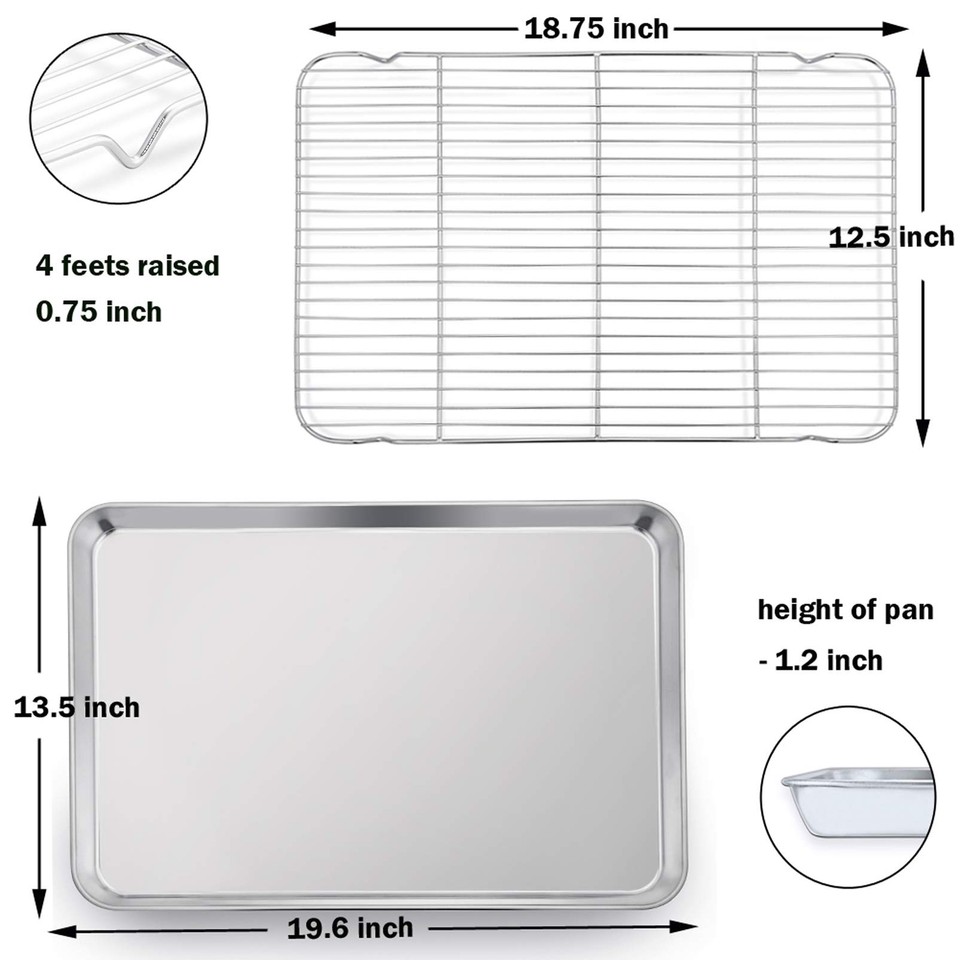 Extra Large Baking Sheet And Rack Set Stainless Steel Cookie Sheet ...