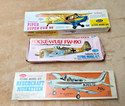 3 Guillow Balsa Flying Model Kits-Piper Cub-Beechcraft-Focke-Wulf | eBay
