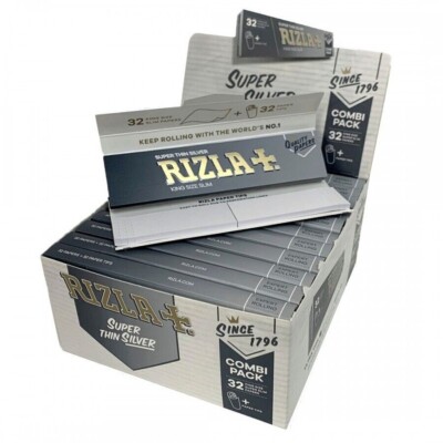 Rizla Silver King Size Slim Cartine Argento Lunghe KS Combi Pack 32 ...