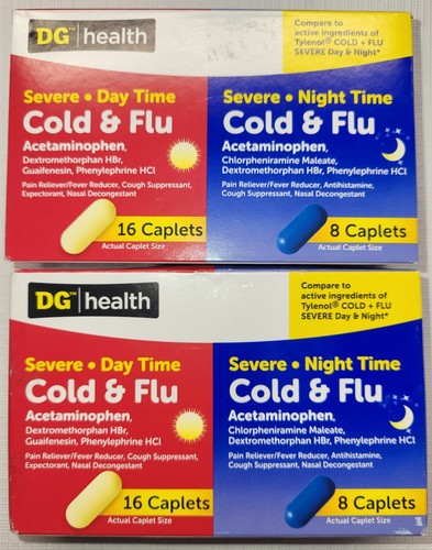 DG HEALTH DAYTIME/NIGHTIME SEVERE COLD AND FLU MULTI-SYMPTOM 24 CAPLET ...