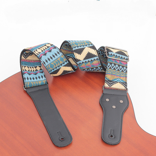 Woven Embroidered Guitar Bass/acoustic Guitar Strap Strap Leather End ...