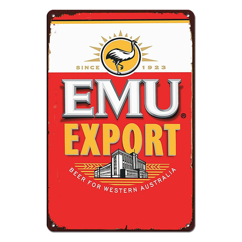 EMU EXPORT BEER WA Tin Metal Sign Rustic Look Vintage Man Cave DRINK ...