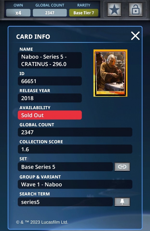 Star Wars Card Trader DIGITAL Naboo Variant Tier 7 CRATINUS | eBay