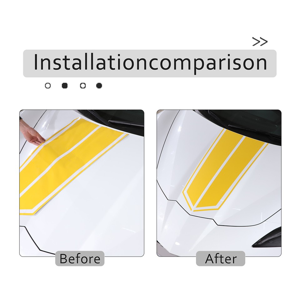 For 20-21 C8 Corvette Yellow Racing Stripes Overlay Graphic Decal Vinyl ...