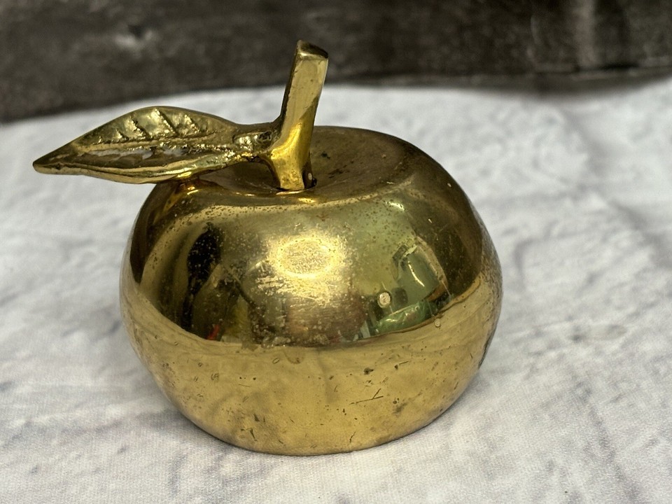 Vintage Apple Brass Bell Paperweight Collectible | eBay