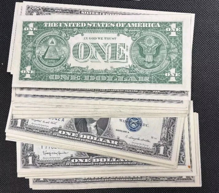 One 1957 Blue Seal $1 Dollar Silver Certificate, VG/VF, Old US One ...